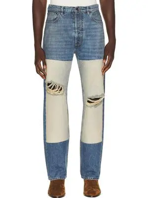 MAISON MARGIELA Cut-out Straight-leg Denim Trousers - Medium Blue