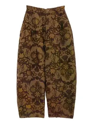 UMA WANG Floral Jacquard Wide Leg Trousers - Brown