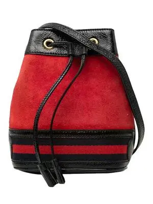Gucci 2016-2026 Mini Suede And Patent Web Ophidia Bucket Bag Red