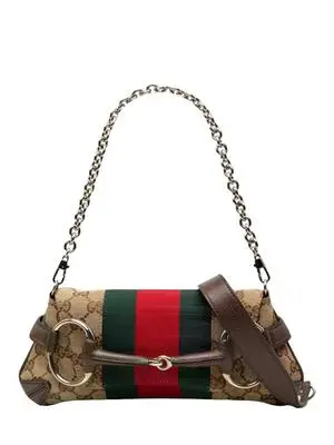 Gucci 2000-2015 Small Gg Canvas Horsebit Web Chain Satchel - Neutrals