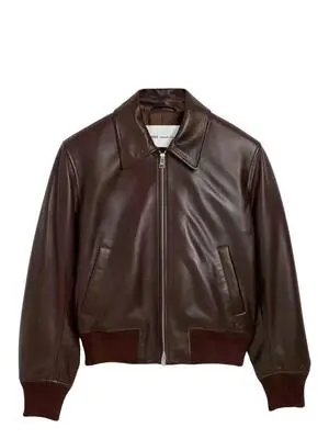 AMI Paris Lamb-leather Zipped Jacket - Brown