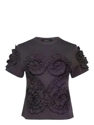 PUSHBUTTON Ruffle-trimmed T-shirt - Grey