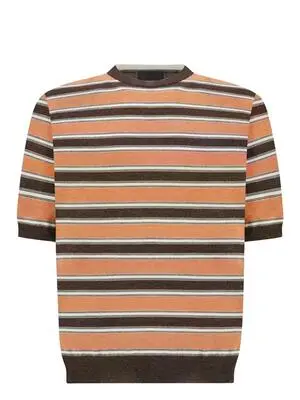 Paul & Shark Striped Short-sleeve Sweater - Orange
