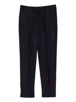 Caruso Pinstripe Pleated Trousers - Blue