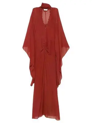 DE LA VALI Florencia Ruched-detail Maxi Dress - Red