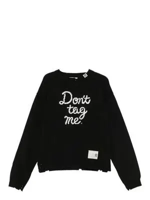 Mihara Yasuhiro Jacquard Distressed Knitted Pullover - Black