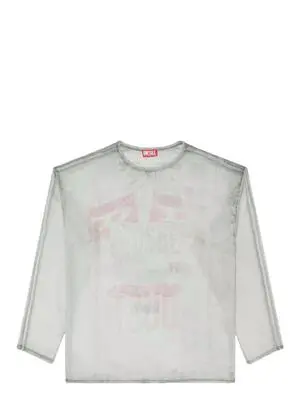 DIESEL® Sheer Chiffon Top With Concert Graphics - Grey
