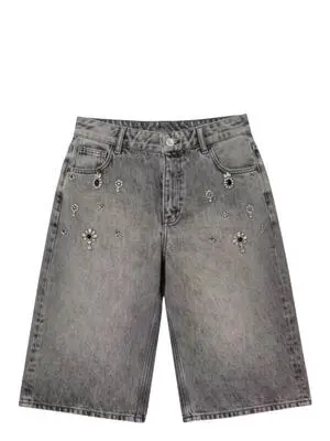 Liu Jo Crystal-embellished Denim Shorts - Grey