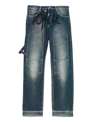 Off-White Cherry Diagonal Twist Stack Jeans - Blue