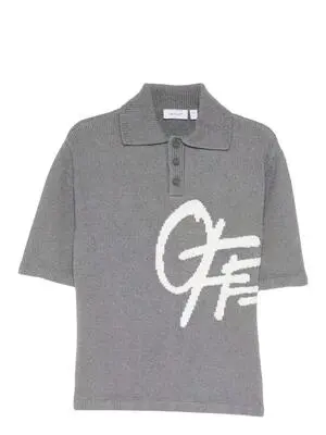 Off-White Logo-intarsia Short-sleeve Polo - Grey