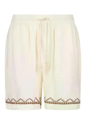Liu Jo Linen Shorts With Embroidery - Neutrals