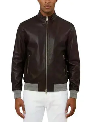 Liu Jo Perforated-leather Bomber Jacket - Brown
