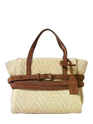 Moschino Woven Design Buckle-detail Shoulder Bag - Neutrals