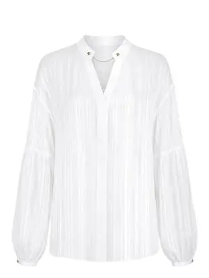 Liu Jo Plissé-effect Long-sleeve Blouse - White