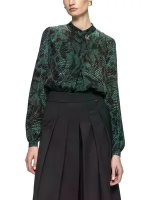 NISSA Floral-print Viscose Top - Green