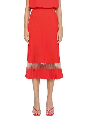 NISSA Pleated Midi Skirt - Red
