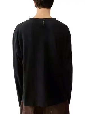 Jacquemus Long-sleeve Textured Cotton And Hemp Jersey T-shirt - Black