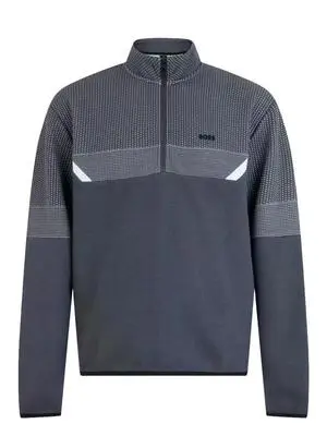 BOSS Geometric-pattern Quarter-zip Sweater - Grey