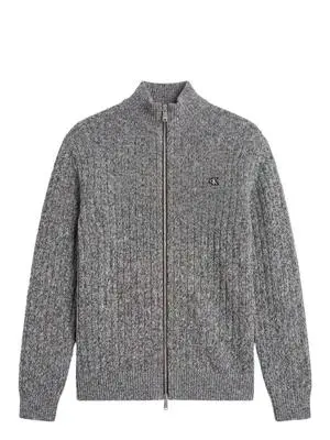 Calvin Klein Ribbed-knit Zip-up Cardigan - Grey