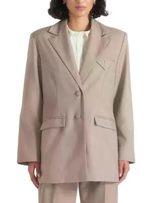 Manière De Voir Elena In Taupe Oversized Open Back Tailored Blazer - Neutrals