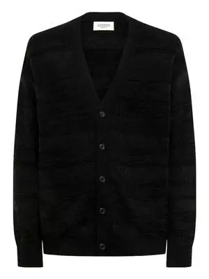 LANEUS Jacquard-knit Button-up Cardigan - Black