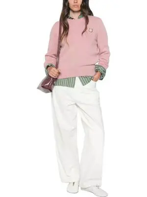 Maison Kitsuné Fox-Patch Wool Sweater Pink