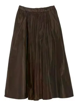 Aspesi Pleated Midi Skirt - Brown