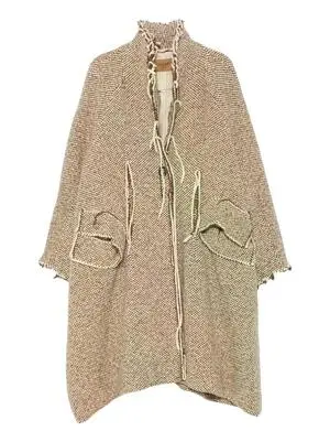 RUNDHOLZ Check Safety-pin Coat Brown