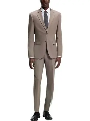 Hugo Two-piece Extra-slim-fit Suit In Wool-blend Poplin - Neutrals