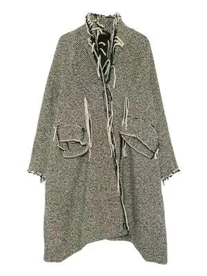 RUNDHOLZ Check Frayed-edge Coat - Black