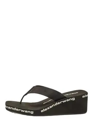 ALEXANDER WANG Logo-print Canvas Thong Wedge Sandals