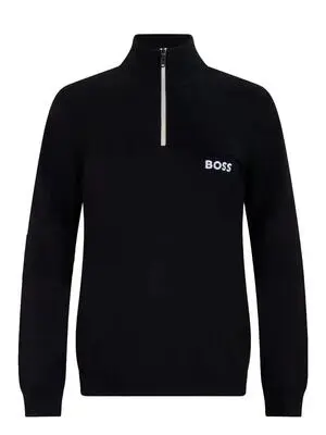 BOSS Quarter-zip Logo-print Sweater - Black
