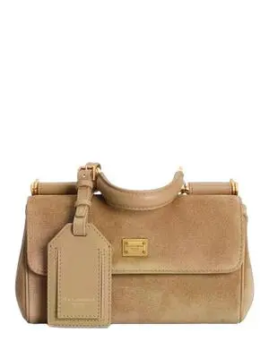 Dolce & Gabbana Mini My Sicily Handbag In Split Leather - Neutrals
