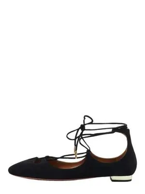 AQUAZZURA Christy Ankle-wrap Ballet Flats - Black