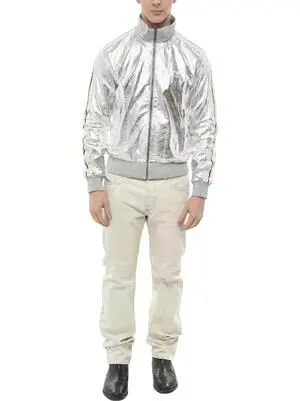 Palm Angels Metallic Leather Track Jacket - Silver