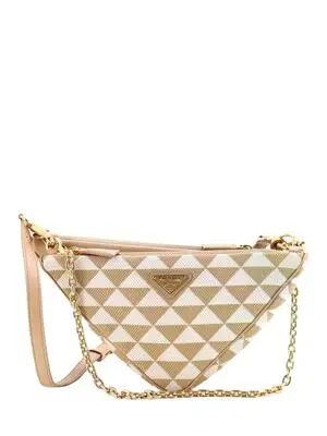 Prada Double Symbole Triangle Mini Shoulder Bag - Neutrals