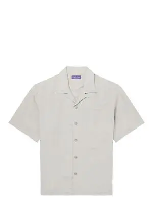 Ralph Lauren Purple Label Camp-collar Silk And Linen-blend Shirt - Gray