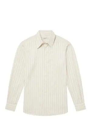 Husbands Striped Cotton And Lyocell-blend Poplin Shirt - Neutrals