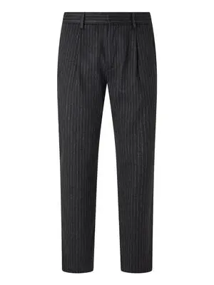 Barena Venezia Straight-leg Pleated Pinstriped Wool-blend Trousers - Gray