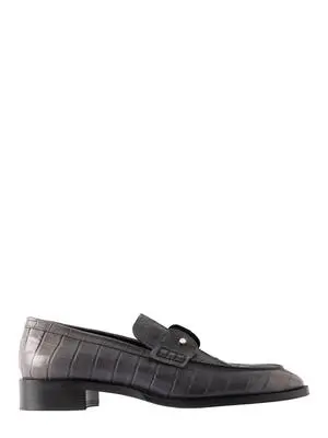 CHRISTIAN LOUBOUTIN Chambelimoc Croc-effect Leather Loafers - Black