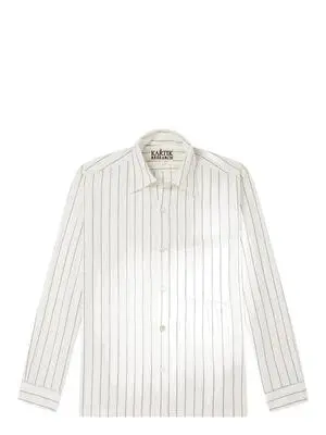 KARTIK RESEARCH Pinstriped Cotton-canvas Shirt - Neutrals