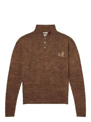 KARTIK RESEARCH Logo-embroidered Silk Polo Sweater - Brown