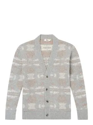 Altea Virgin Wool-jacquard Cardigan - Gray