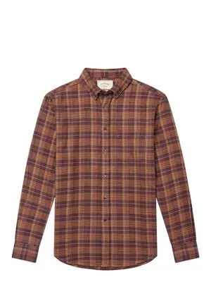 Portuguese Flannel Portuguese Flannel - Trigo Checked Brushed Cotton-Twill Shirt - Men - Brown - S Brown