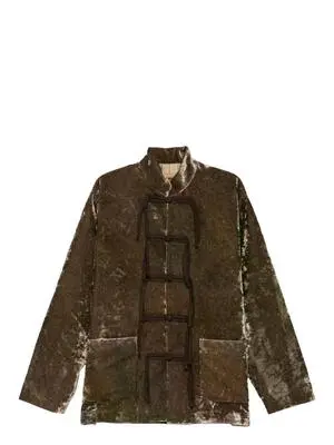 UMA WANG Frog-fastening Velvet Jacket - Brown