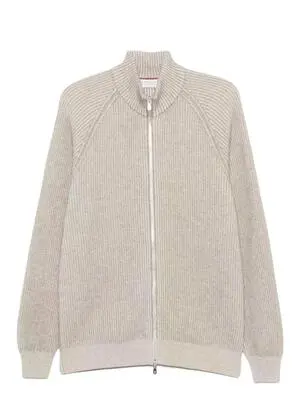 Brunello Cucinelli Ribbed-knit Cashmere Cardigan Neutrals