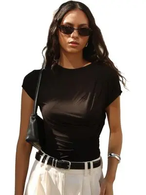 NINETY PERCENT Jamie Drape Top In Micromodal - Black