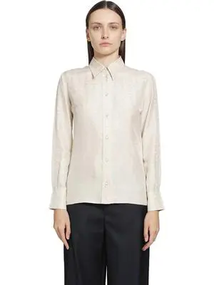 Gucci Habotai Jacquard Shirt - Beige