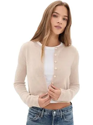 REFORMATION Clara Cashmere Crew Cardigan - Wheat