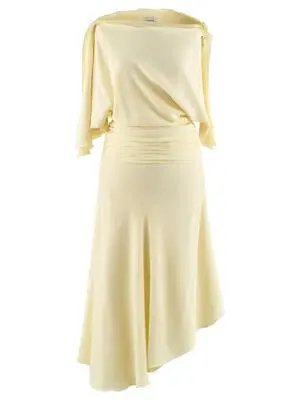 Arakii Asymmetric Flowy Silk Midi Dress - Yellow
